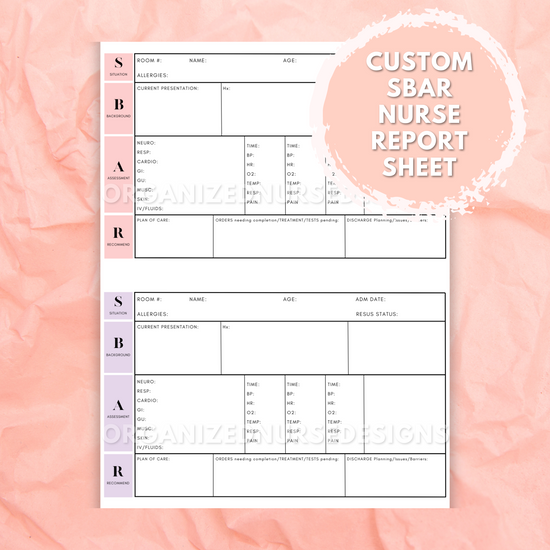 Custom Nursing Study Template, Nurse Report Sheet, Concept Map, Med ...