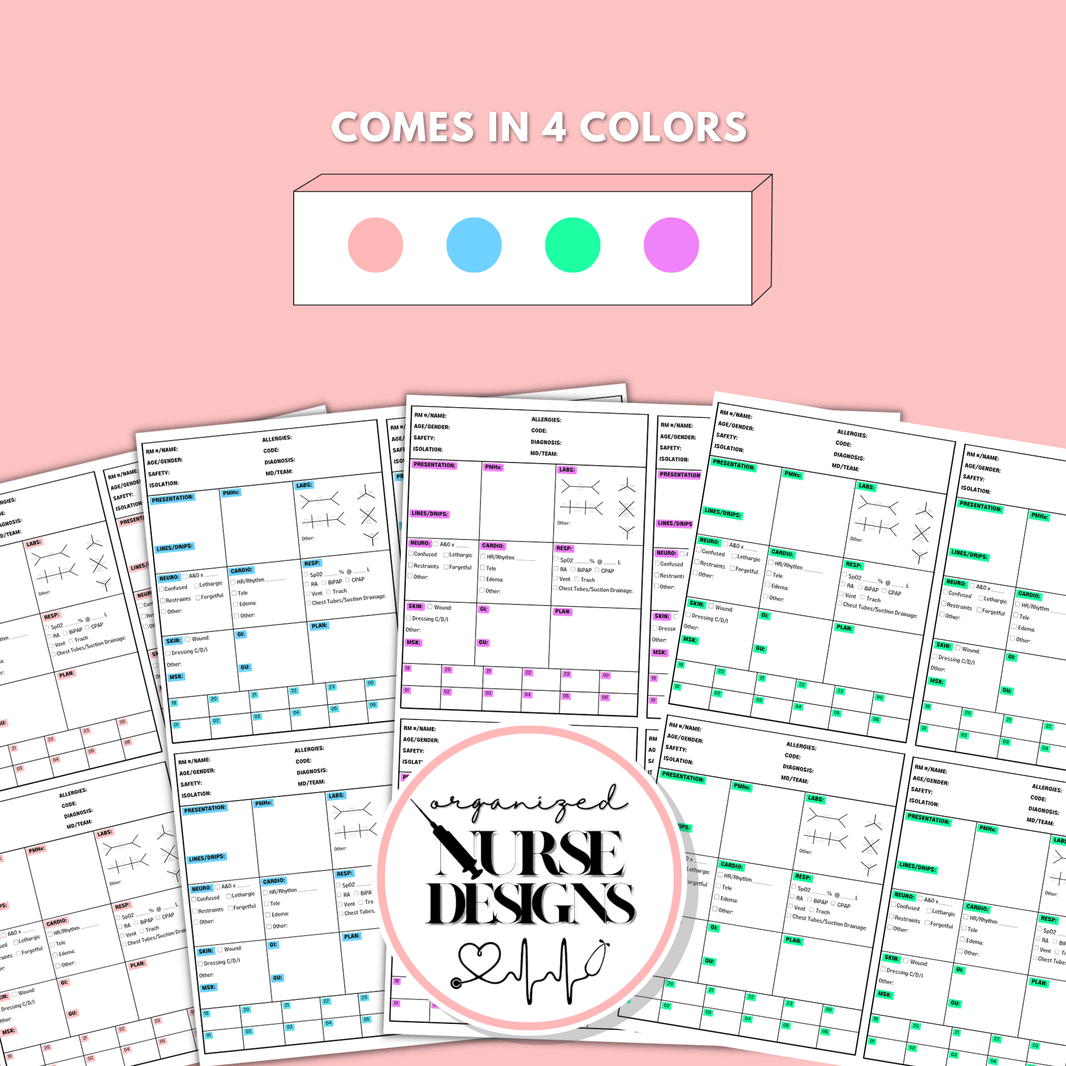 Most Organized Nurse Report Sheets – OrganizedNurseDesigns