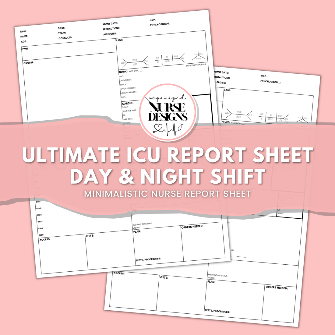 ICU Nurse Report Sheet, Nurse Brain Sheet, ICU Nurse ...