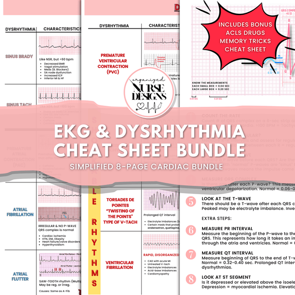 Cardiac Nursing School Study Guide Bundle - EKG & Dysrhythmias ...