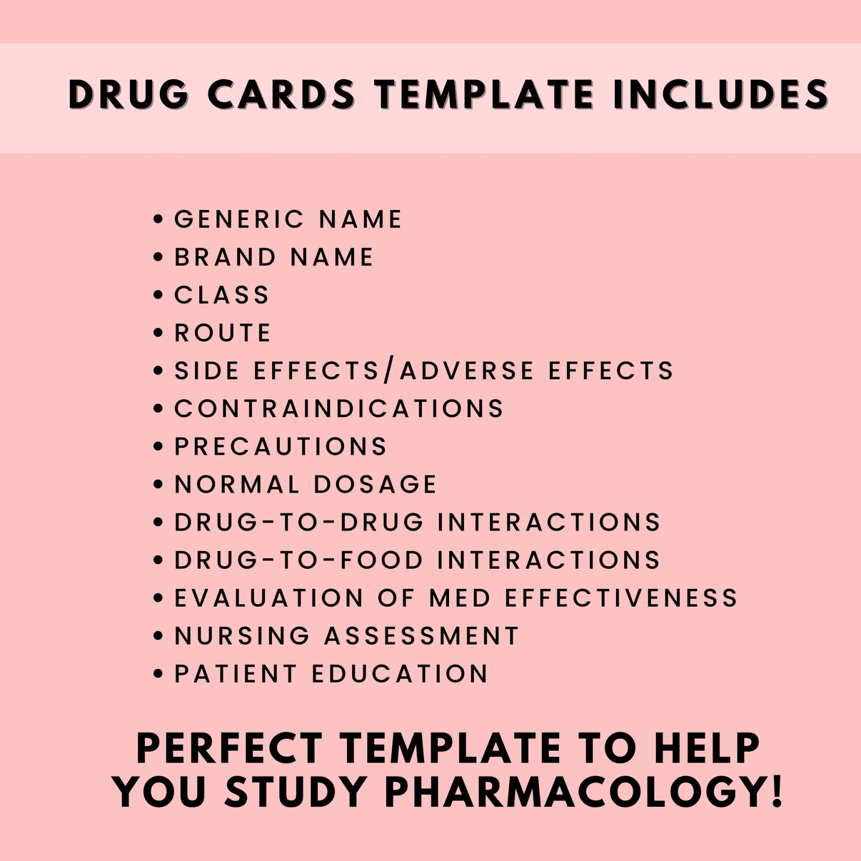 Pharm Flash Cards, Pharmacology Study Template, Pharm Study Guide ...