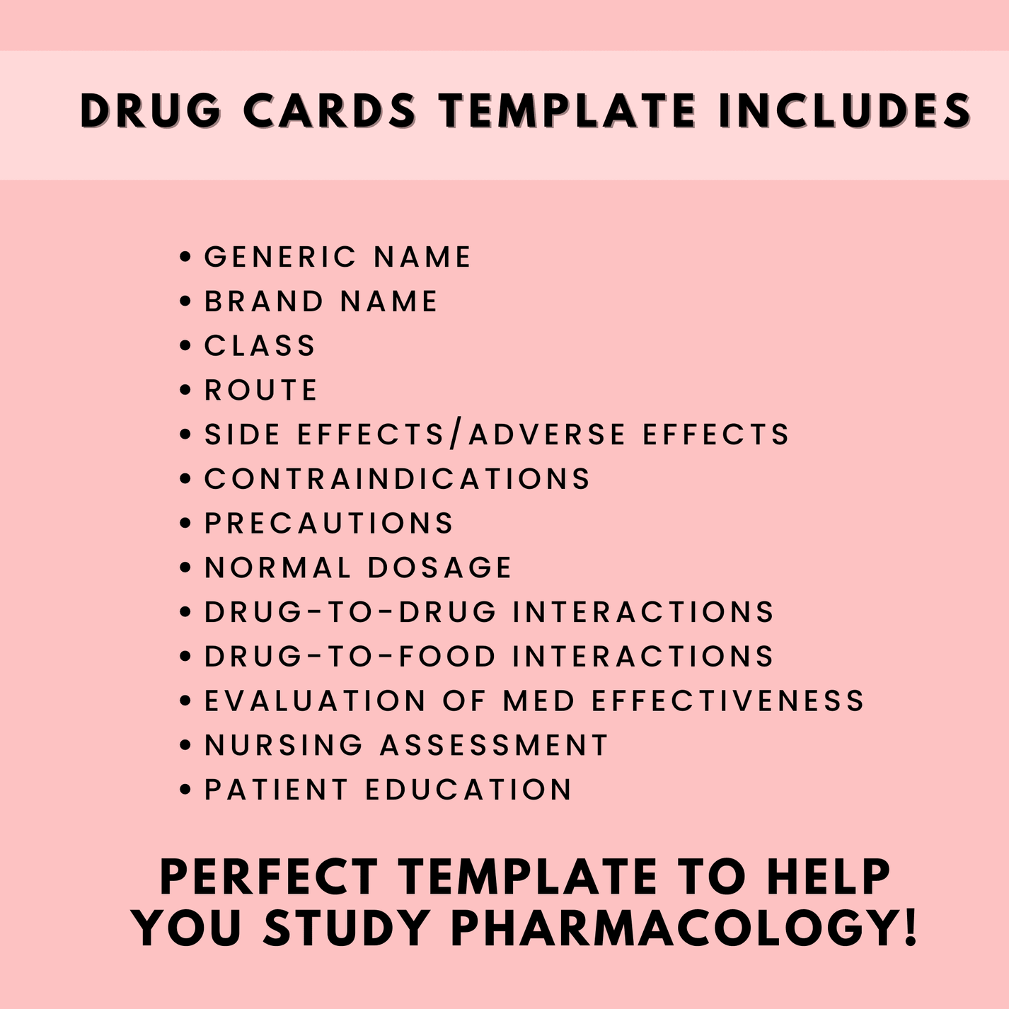 Pharm Flash Cards, Pharmacology Study Template, Pharm Study Guide ...