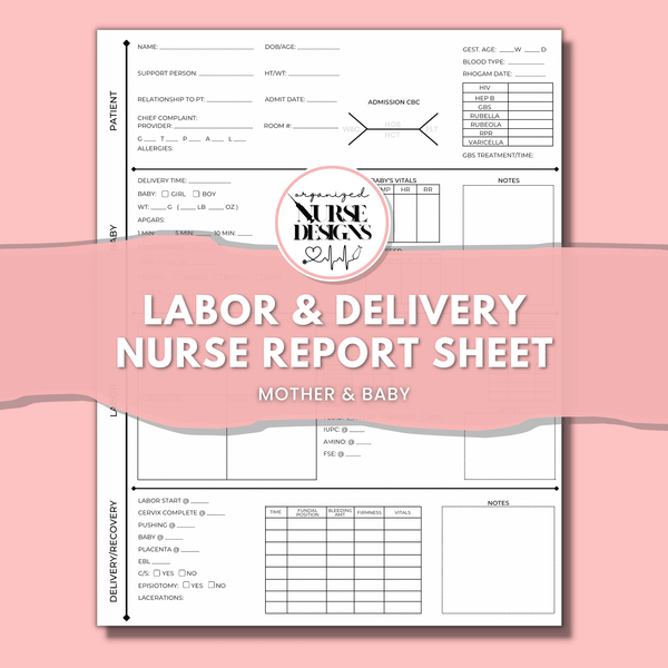 Labor and Delivery Nurse Report Sheet, Nurse Brain Sheet, Printable PDF ...