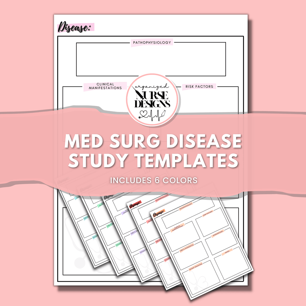 Nursing School Study Templates – OrganizedNurseDesigns