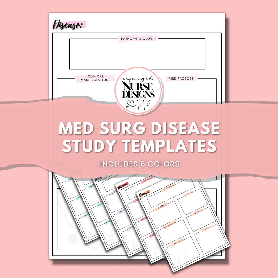Nursing School Study Templates – OrganizedNurseDesigns