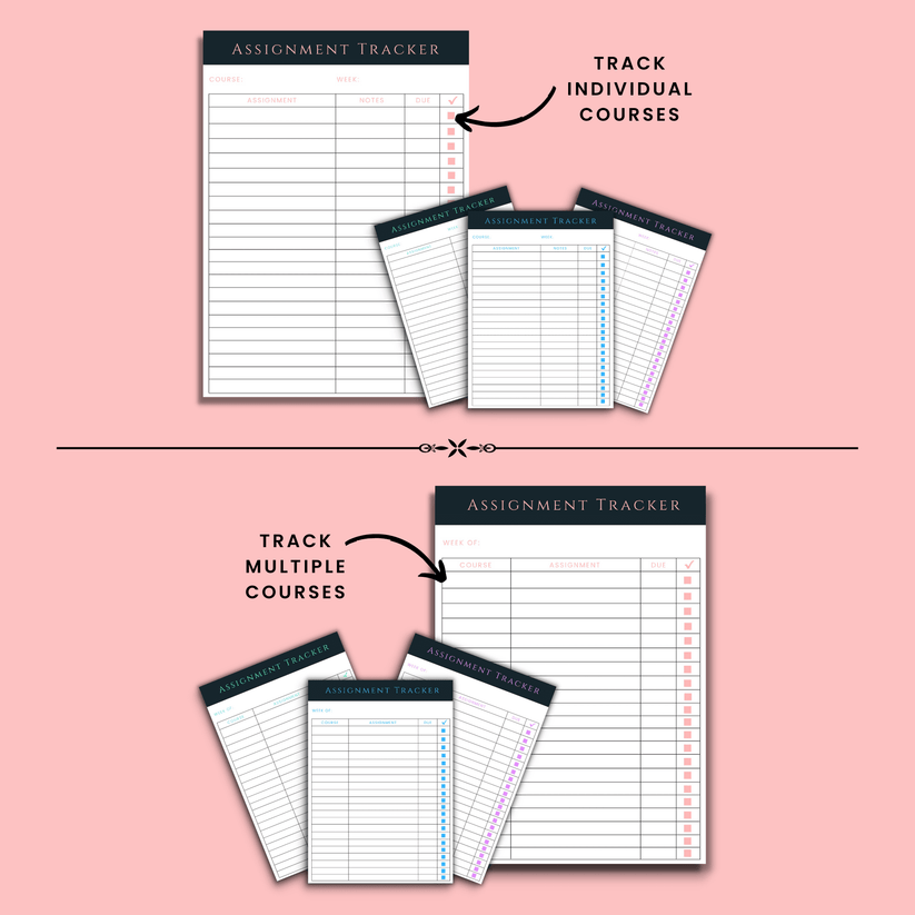 Minimalist Homework or Assignment Tracker, Nursing School Planner ...